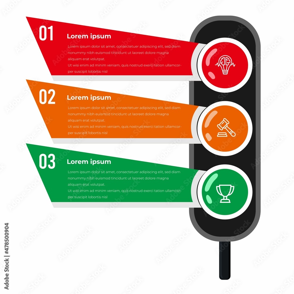 Infographic traffic light Cartoon with business icon with symbol in ...