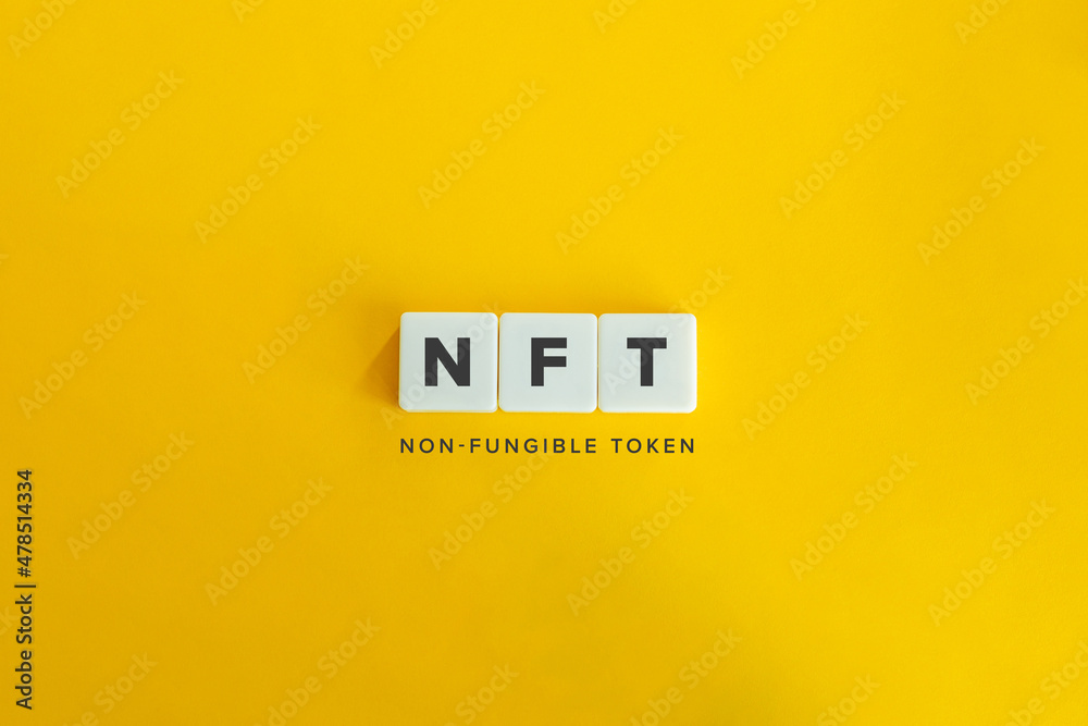 Stock-Foto „NFT (non-fungible token) banner and concept. Block letters ...