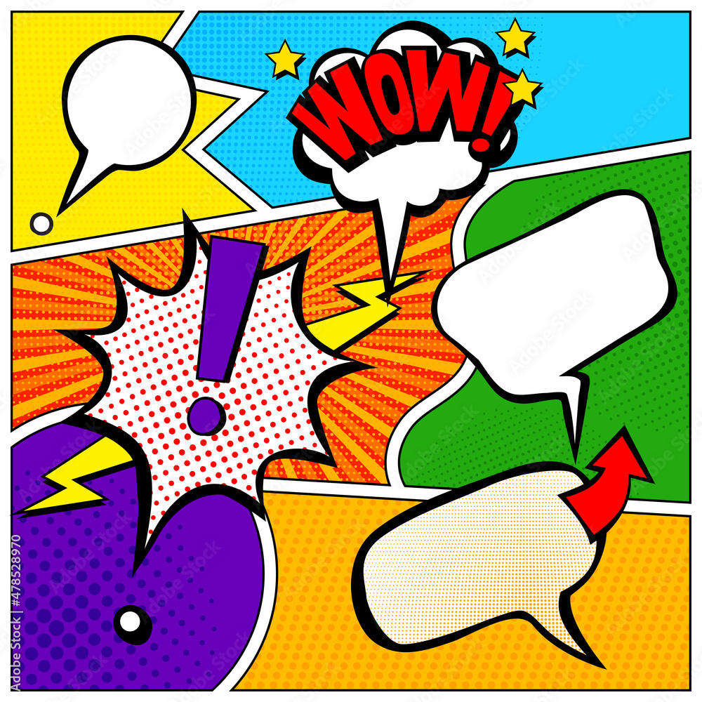 Detailed vector illustration of a typical American comic book page with ...
