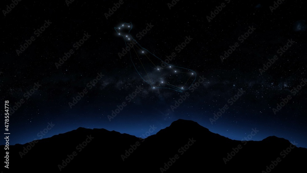 Cetus Constellation in outer space. Sea monster (whale) constellation ...