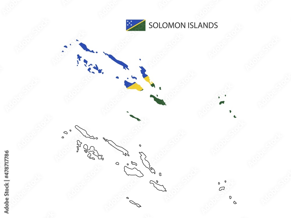Solomon Islands map city vector divided by outline simplicity style ...