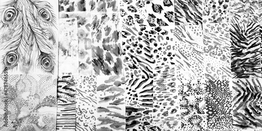 Animal Skin Watercolor. Grey Puma Print. Gray Stock Photo | Adobe Stock