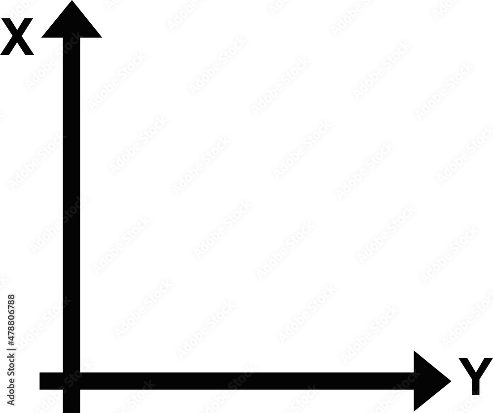 Vector illustration of Cartesian x and y axes, in 2D (two dimensions ...