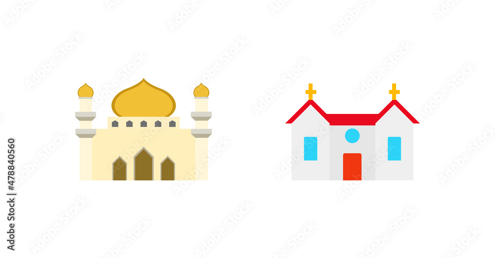Church Building Emoji Icon Illustration Sign. Christian Religion Cross ...