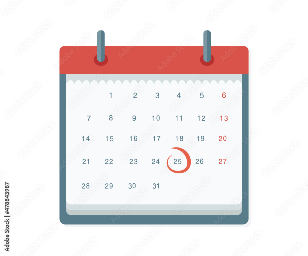 Cartoon vector illustration of calendar Icon Stock Vector | Adobe Stock