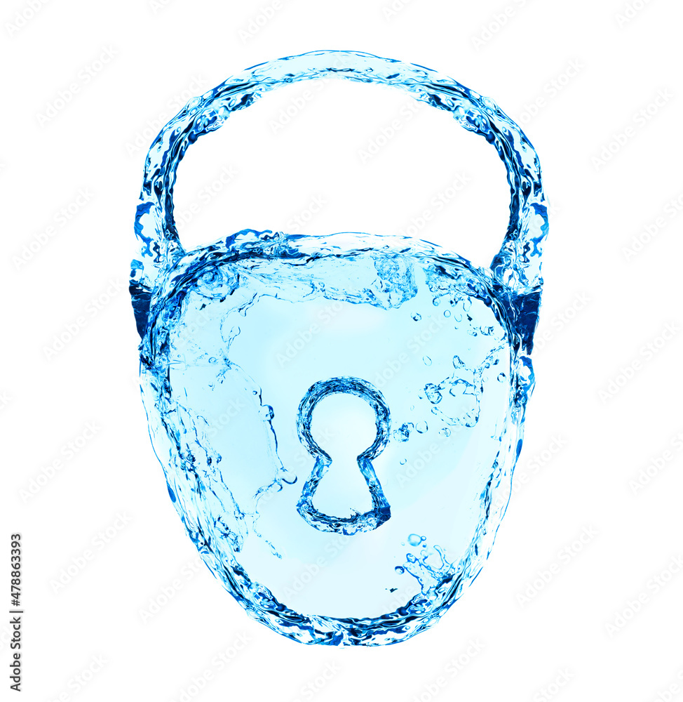 Security sign lock icon made of water splash drops Stock Illustration ...