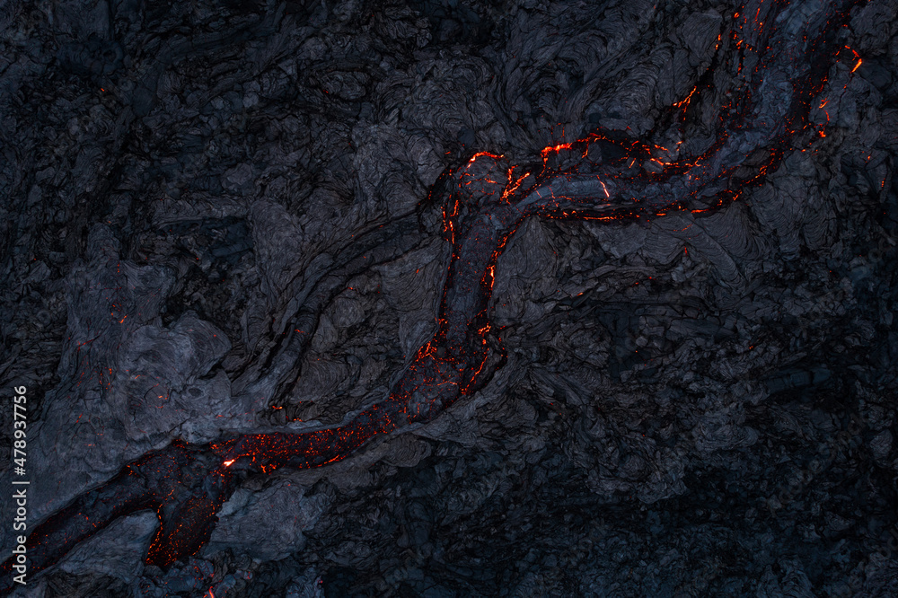 Hot lava of active volcano Stock Photo | Adobe Stock