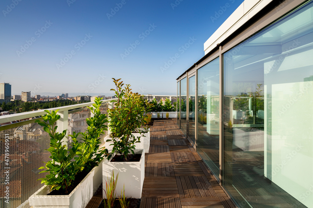 Downtown rooftop garden Stock Photo | Adobe Stock