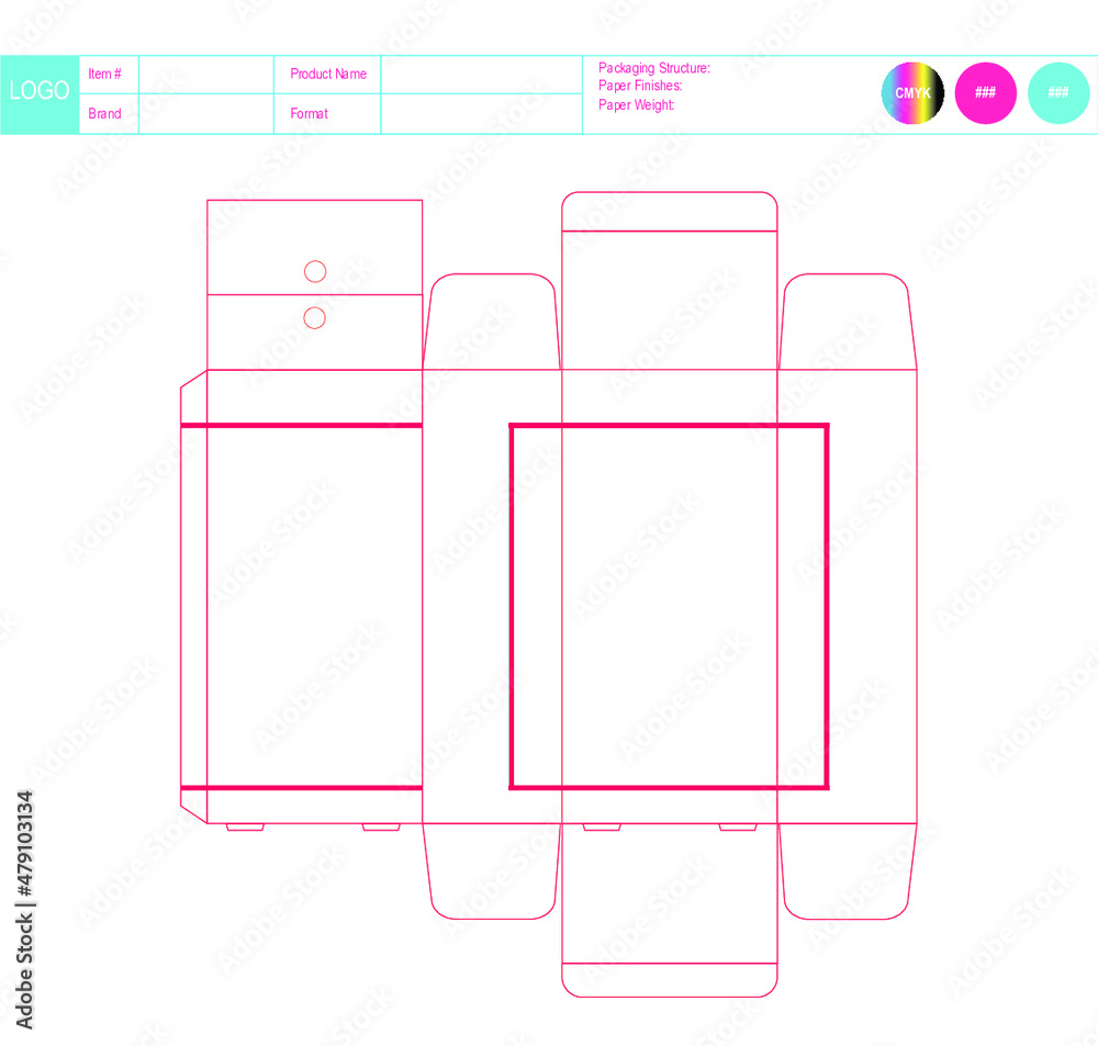 Vektor Die-Cut Template Box Package Design, 3D Box Package Dieline ...