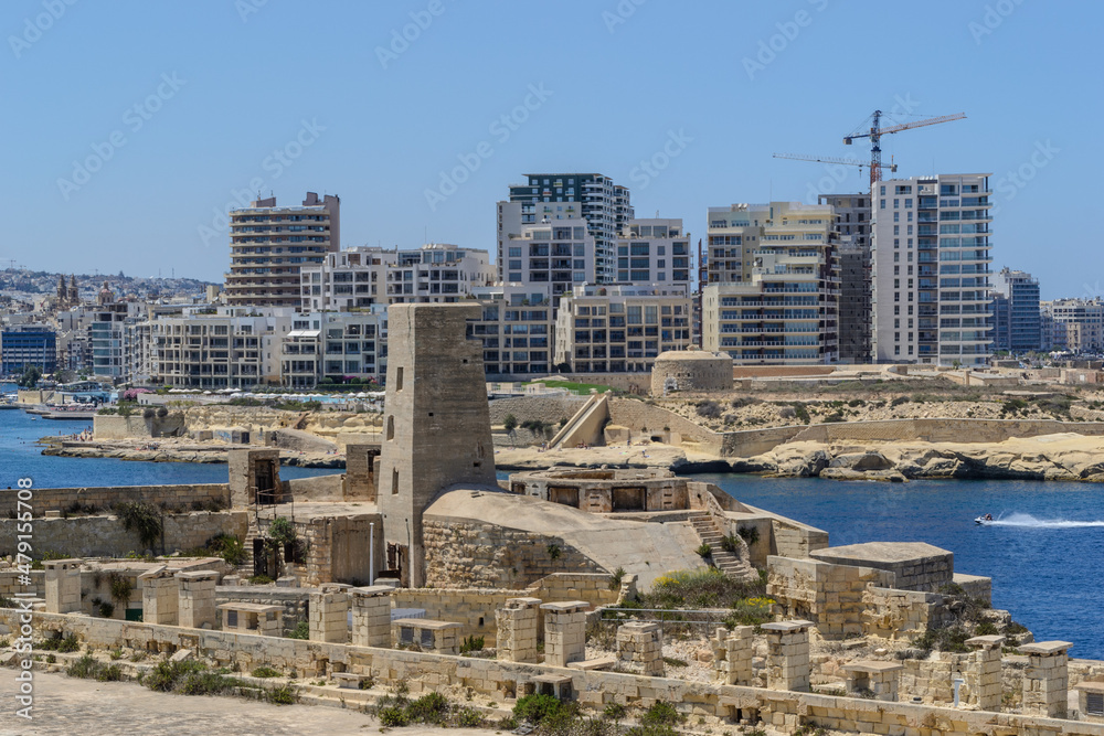 WW2 watchtower on Lower Fort St. Elmo which is part of Fort Saint Elmo ...