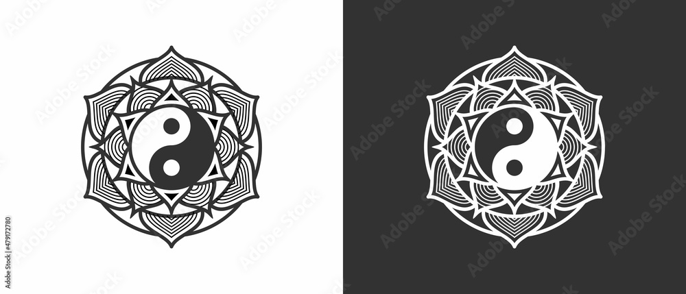 ying yang illustration icon logo design Stock Vector | Adobe Stock