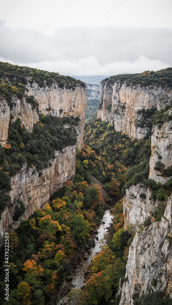Foz de Arbayún is a huge ravine home to griffon vultures, with vertical ...