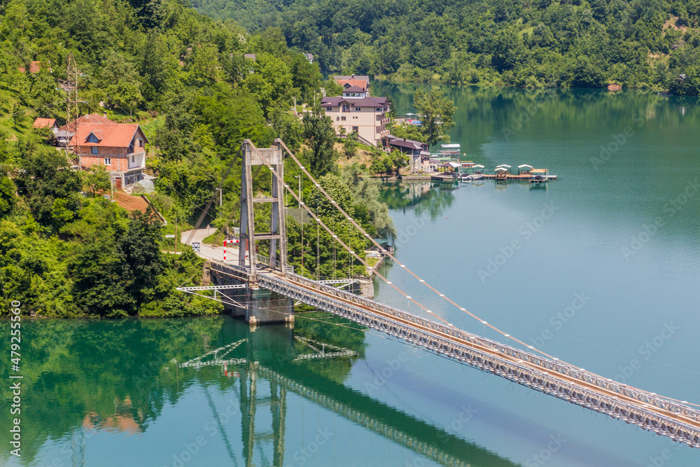 Viseci most (Hanging Bridge) over Jablanica lake, Bosnia and ...