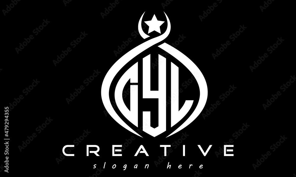 DYL three letters monogram curved oval initial logo design, geometric ...