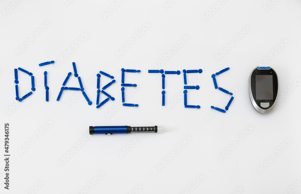Diabetes lettering. Syringe pen for diabetic human insulin self ...
