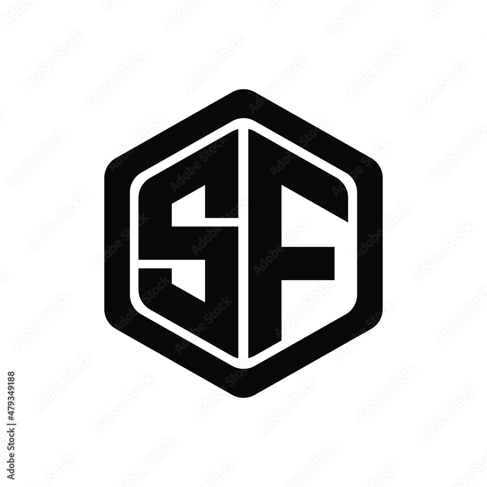 SF letter logo design emblem vector icon, emblem with white background ...