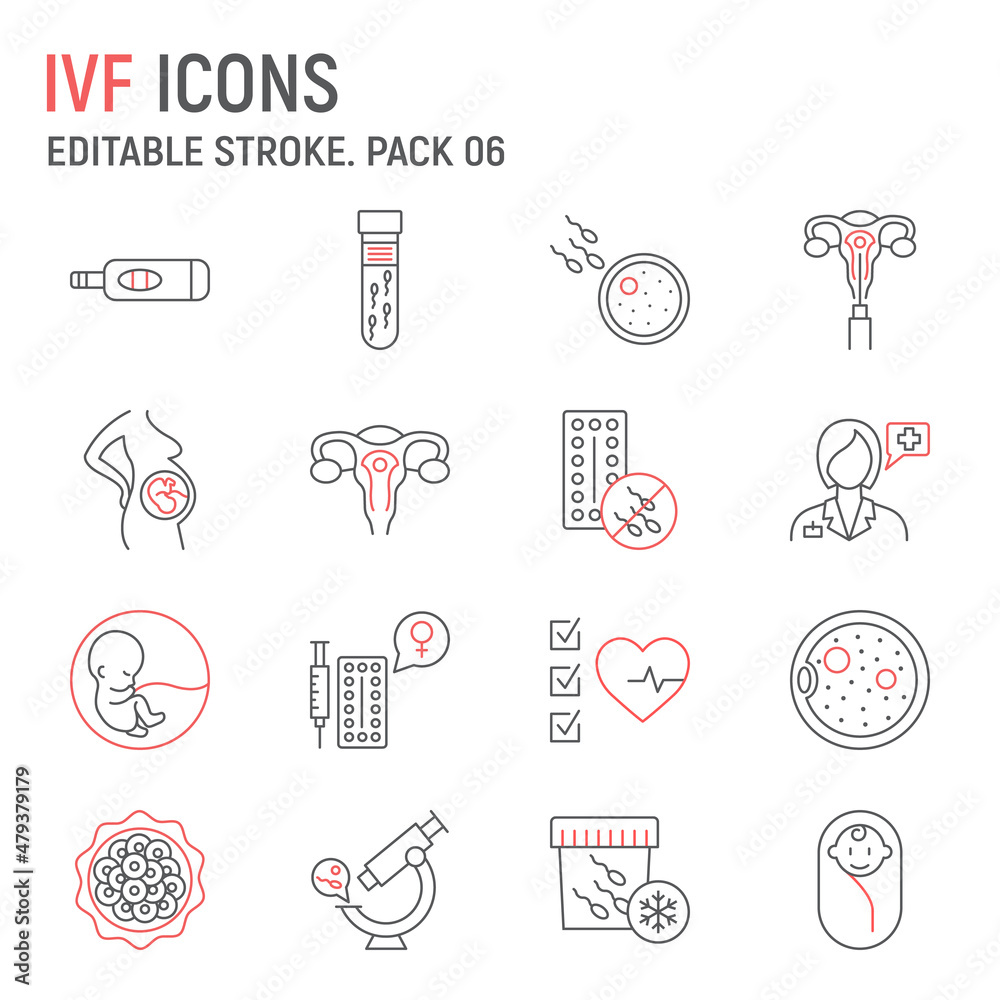 IVF line icon set, vitro fertilization collection, vector graphics ...