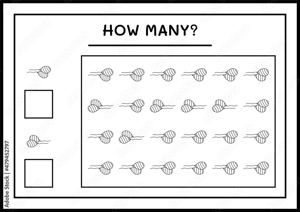 How many Balloon, game for children. Vector illustration, printable ...