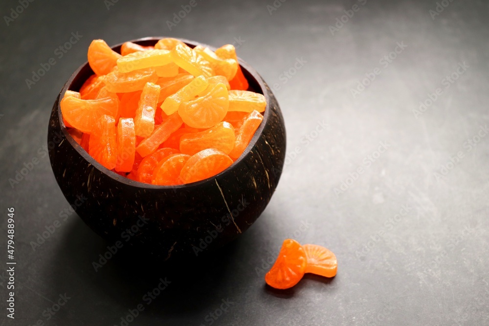 Orange sugar candy. Indian Vintage style boiled sugar confectionery ...