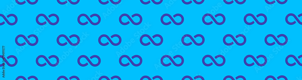 Seamless pattern. The sign of infinity is blue, isolated on a blue ...