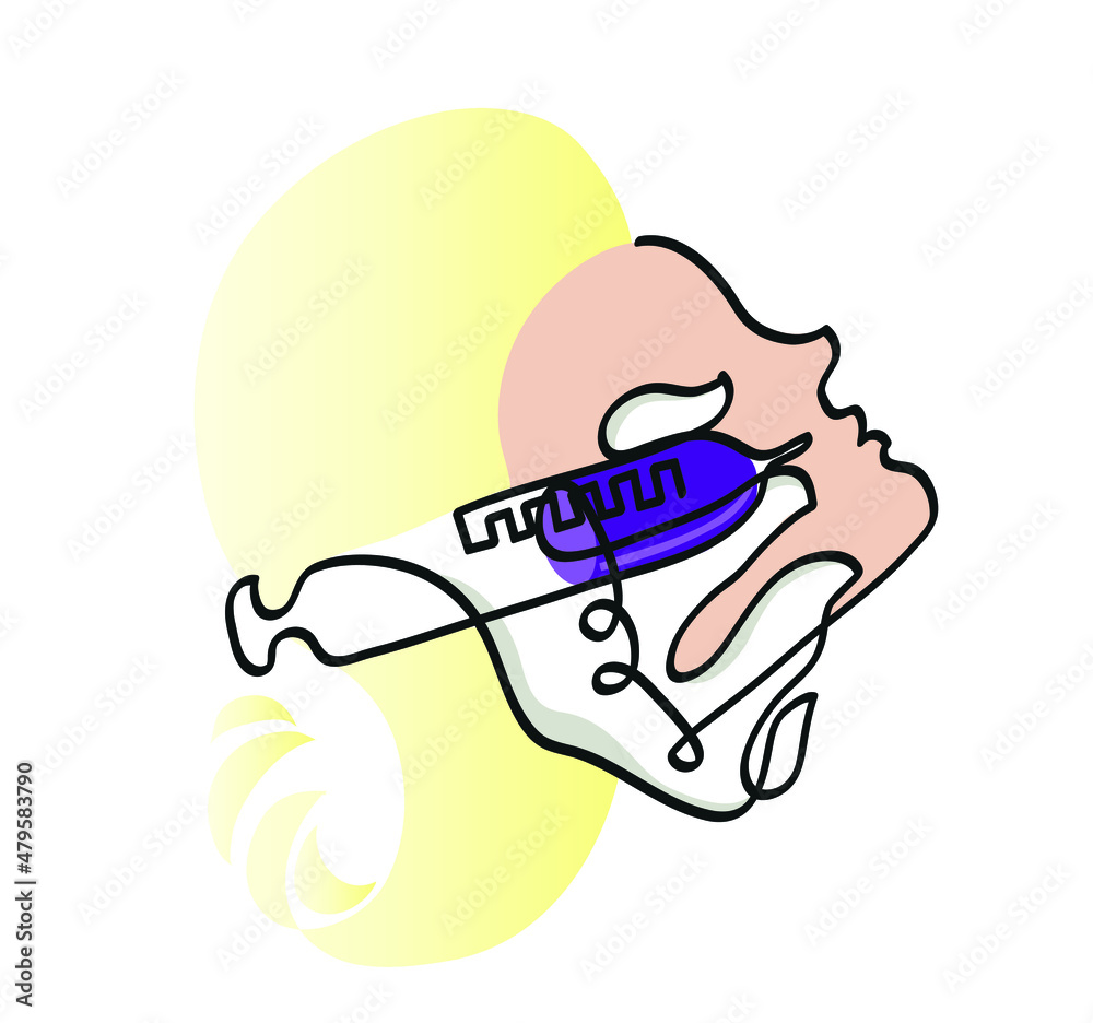 One line drawing of woman getting botox injection. One continuous line ...