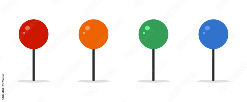 Map pin location signs set. Pushpin, label, place, needle on white ...