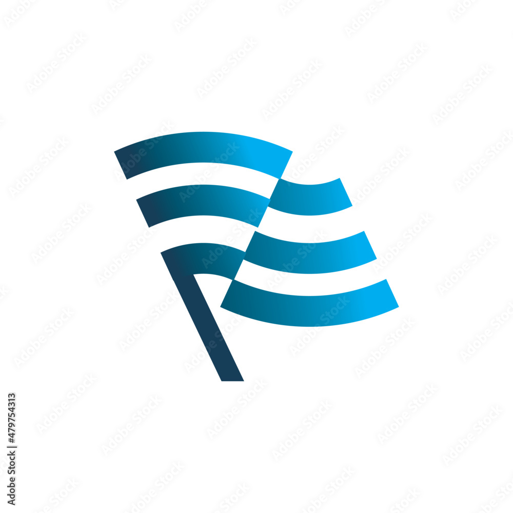 blue flag color line logo design Stock Vector | Adobe Stock