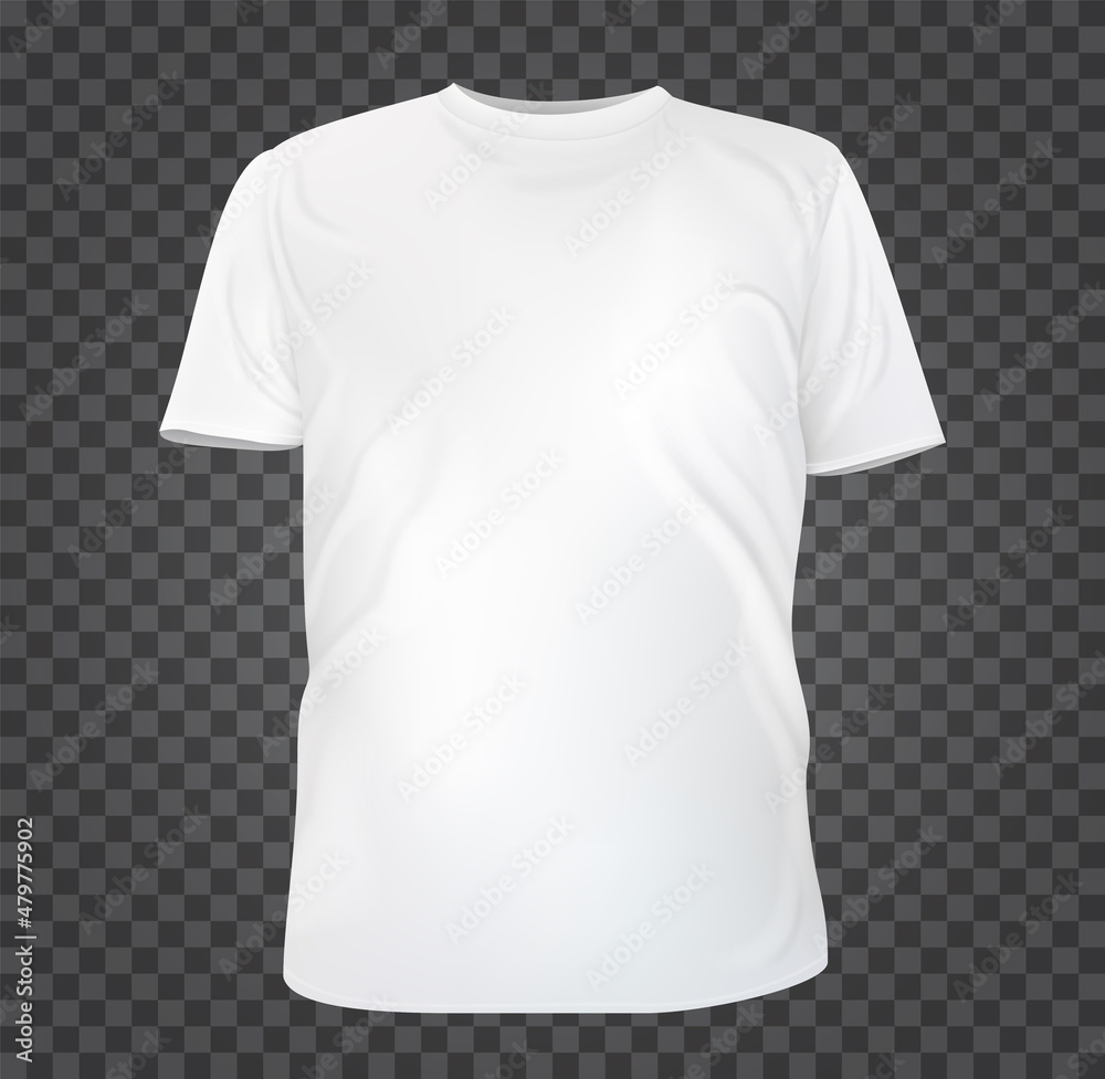 Realistic white t-shirt base cloth isolated on transparent background ...