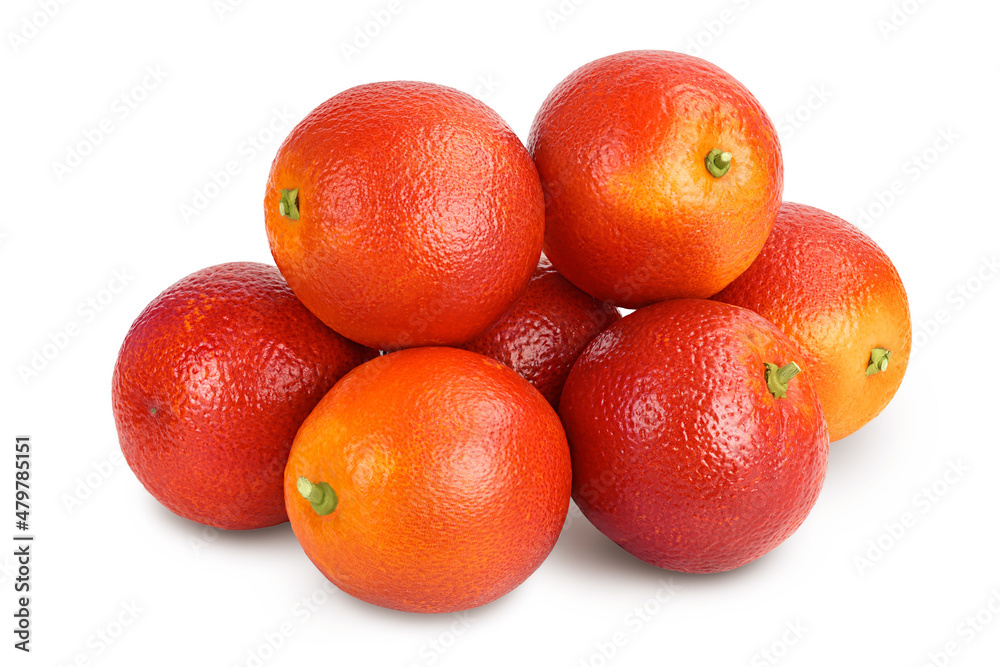 Blood red oranges isolated on white background with clipping path and ...