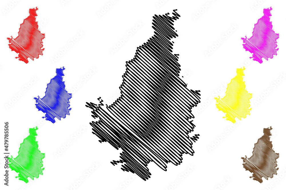 Vadodara district (Gujarat State, Republic of India) map vector ...