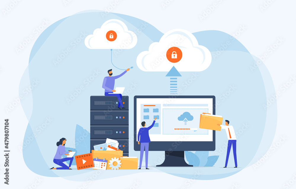 Stock-Vektorgrafik „Business Flat vector design technology file upload ...