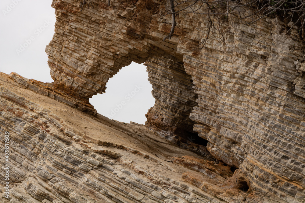 Archway, geological feature, scenic iconic arch at Montana de Oro state ...