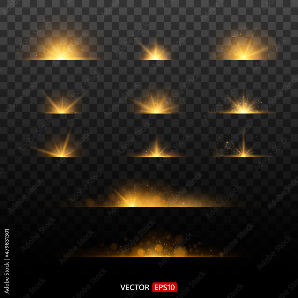 Shining star, the sun particles and sparks with a highlight effect ...