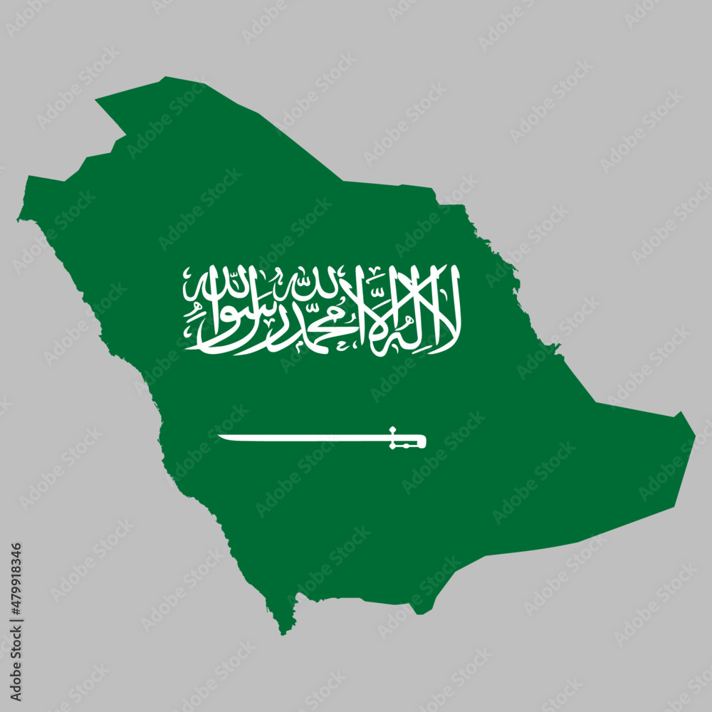Saudi Arabia flag inside the Saudi Arabian map borders vector ...