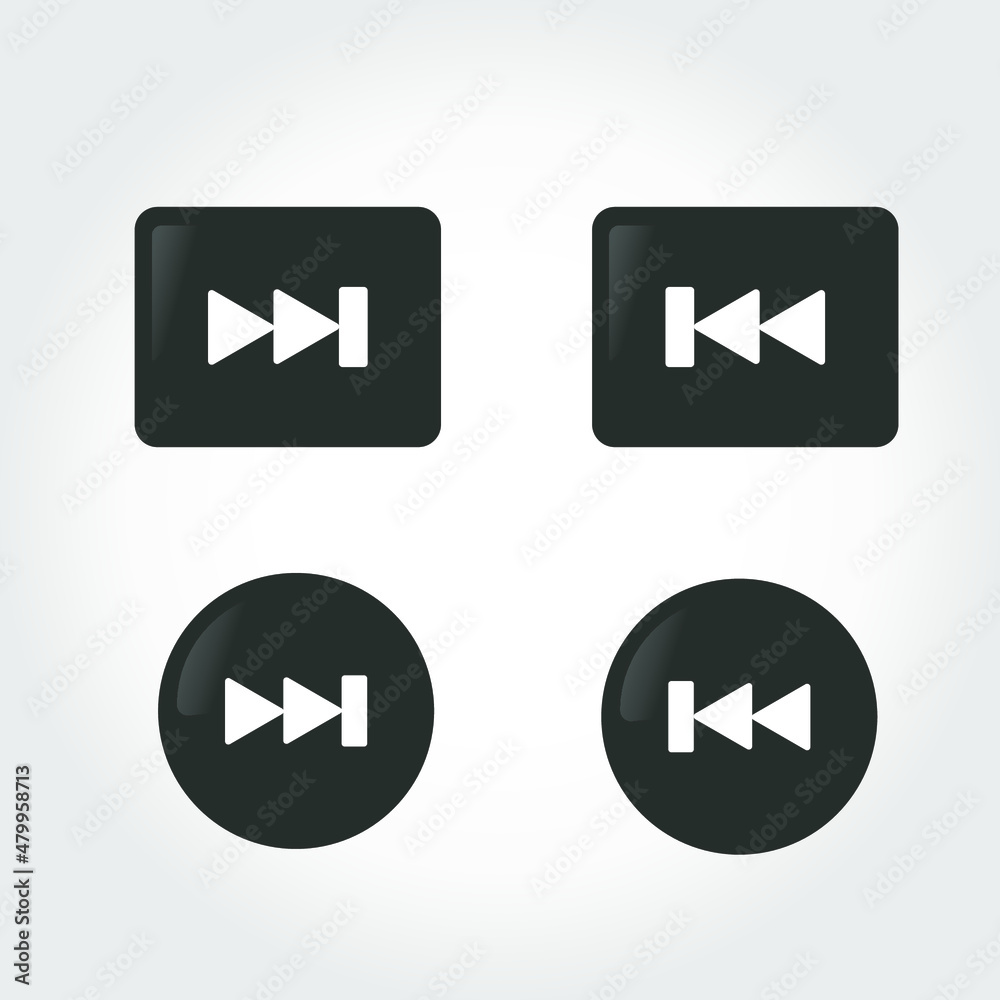 2x Speed Speed Button Icon with Black Circle and Rectangle and Glow ...