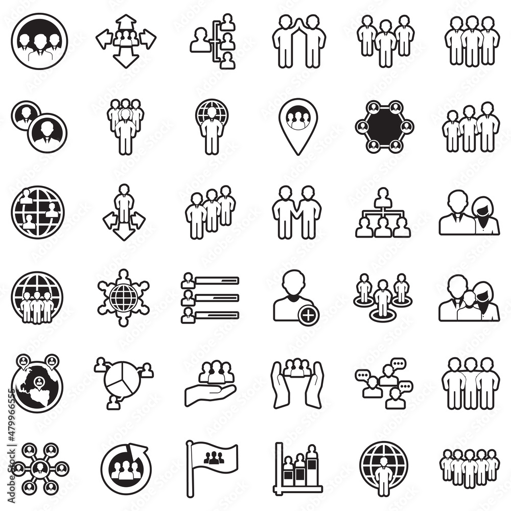 Population Icons. Line With Fill Design. Vector Illustration. Stock ...