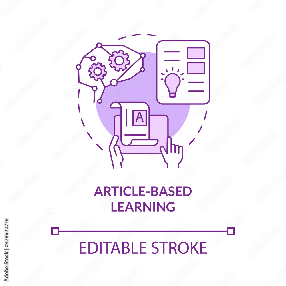 Article based learning purple concept icon. Information, content. Elearning abstract idea thin ...