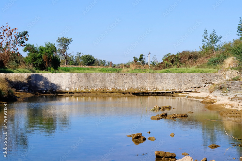 Foto de Stock Beautiful landscape of Check Dams In The Gir forest ...