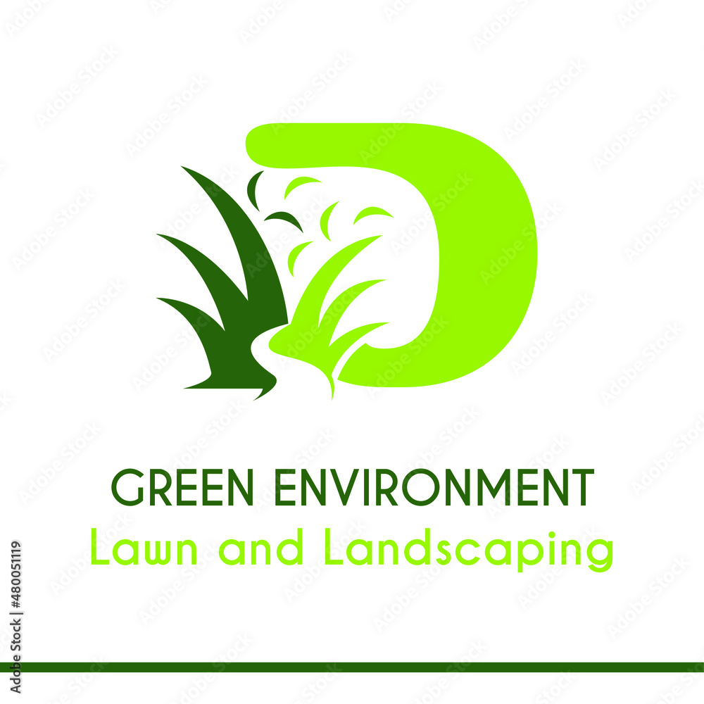 Initial D Letter with Green Grass for Lawn Landscaping Environment ...