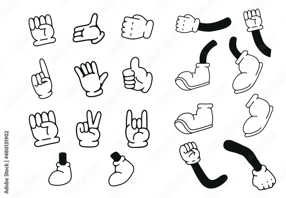 old cartoon mascot character elements. different clipart, faces, limbs ...