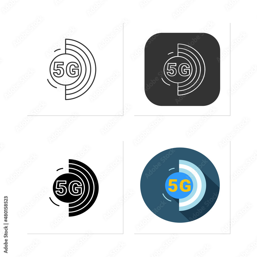 5g wifi icons set.5th generation internet network connection. Wireless ...