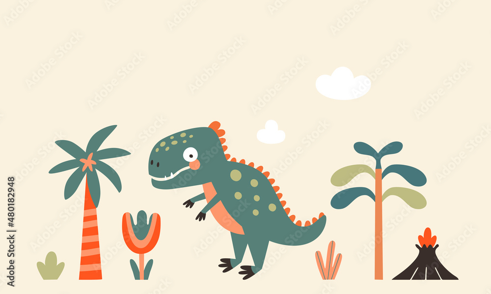 vector collection dinosaurs and plants. dinosaur illustration - clipart ...