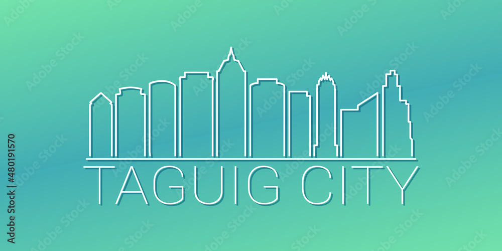 Taguig, Metro Manila, Philippines Skyline Linear Design. Flat City ...