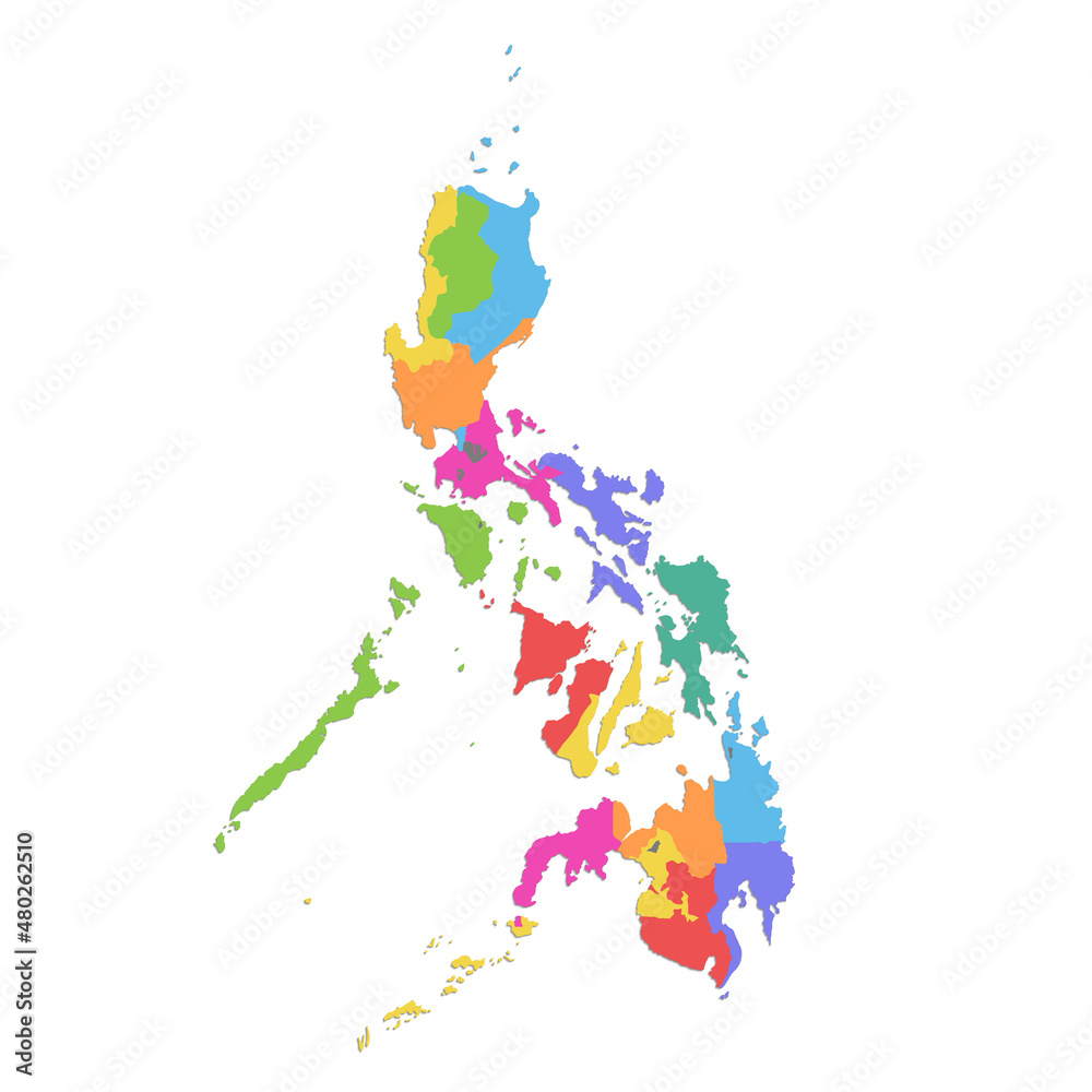 Philippines map, administrative division, separate regions, color map ...
