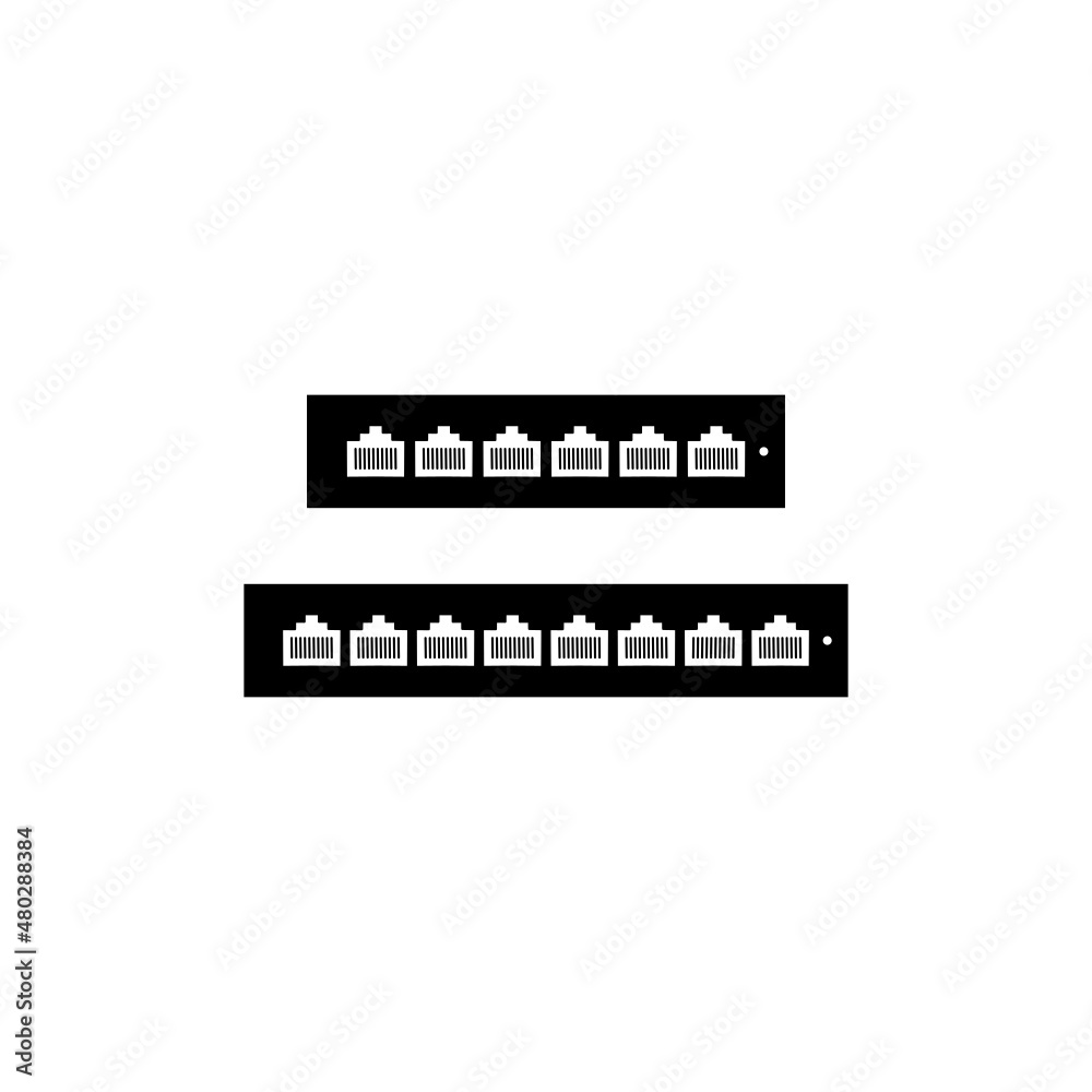 Six port eight port ethernet switch ethernet splitter hub. Vector ...