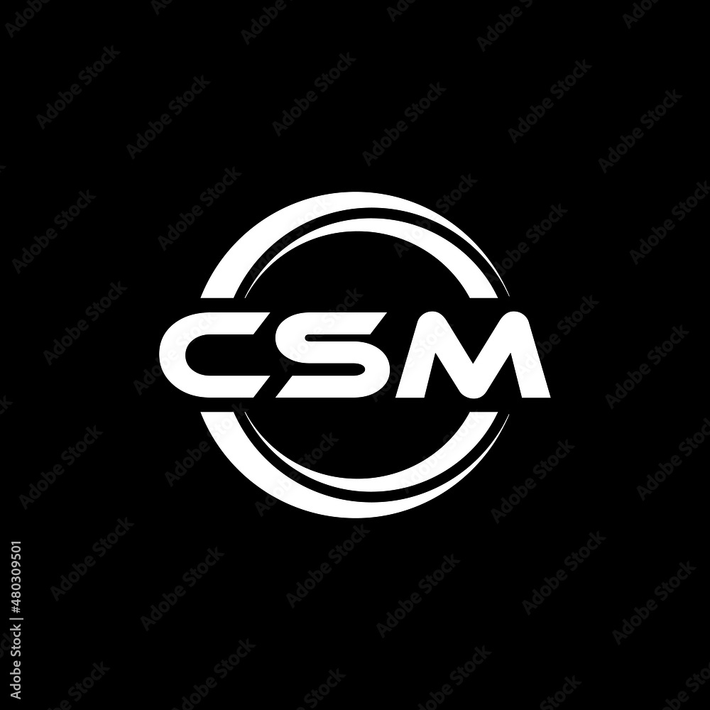 CSM letter logo design with black background in illustrator, vector ...