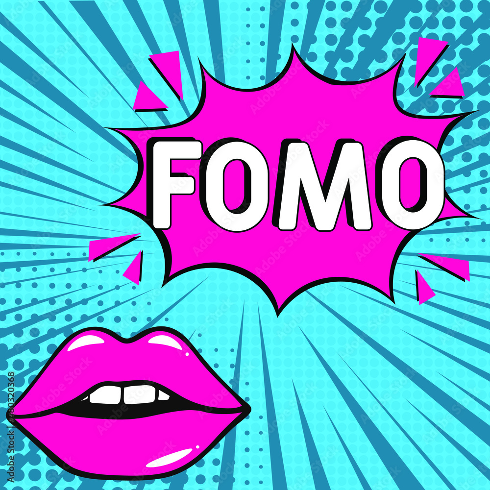Stock-Vektorgrafik „FOMO - fear of missing out concept. FOMO in comic ...