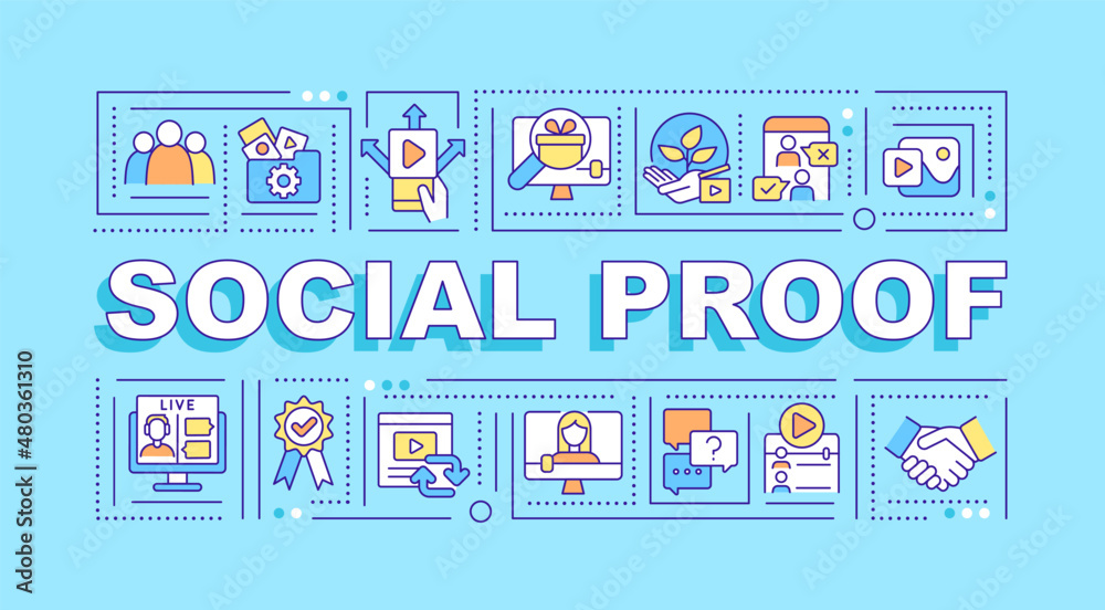 Social proof word concepts blue banner. Business transparency ...