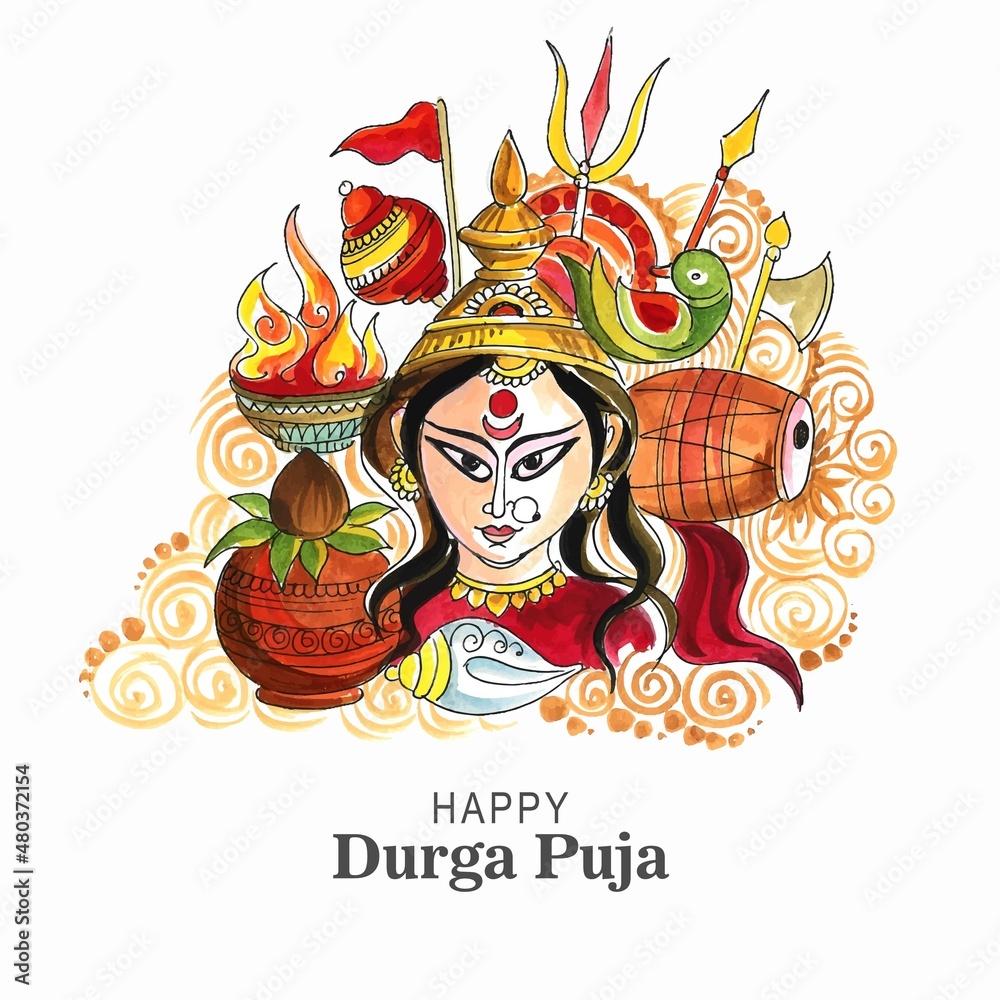 Beautiful decorative happy durga pooja indian festival card design ...