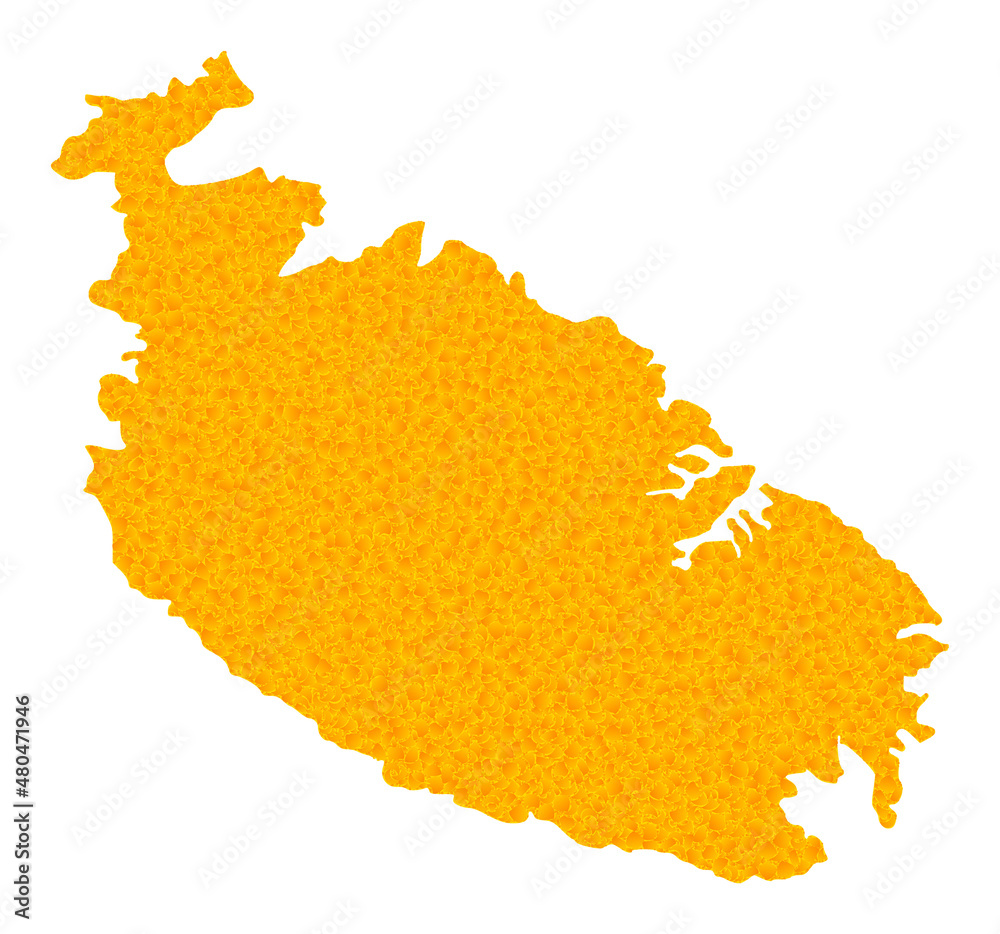 Vector Gold map of Malta Island. Map of Malta Island is isolated on a ...